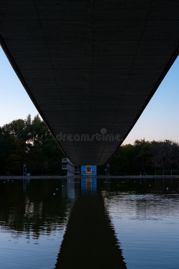 Bridge Over Deep Blue Water Rowing Canal in Plovdiv, Bulgaria Editorial ...