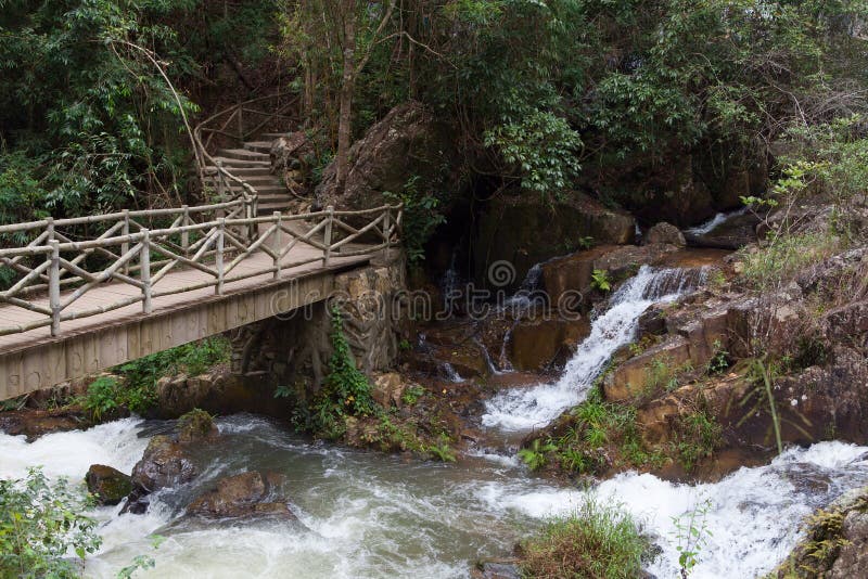 Bridge Over Falls, Dalat, Vietnam Stock Photo - Image of cascade, grey ...