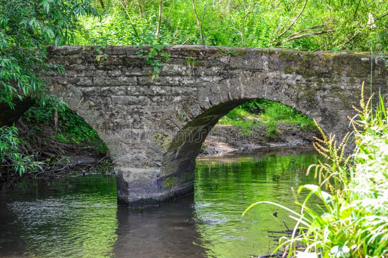 Bridge Over the Flowing Stream Stock Image - Image of nature, flowing ...