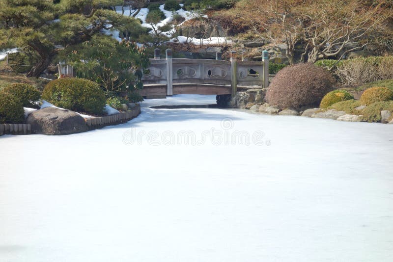 Bridge Over Frozen Pond stock image. Image of pond, brooklyn - 38932305