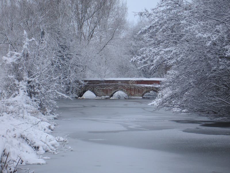 Bridge over frozen river stock photo. Image of grey, river - 29230762