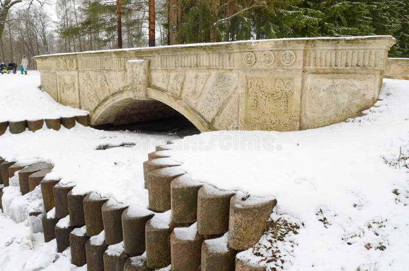 Bridge Over the Frozen River. Stock Image - Image of river, winter ...