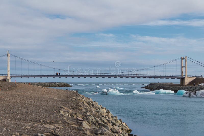 Bridge Over Glacier Lagoon in Iceland Stock Photo - Image of freeze ...
