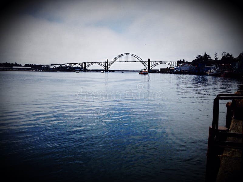 Bridge over Harbor stock image. Image of oregon, boats - 45185853