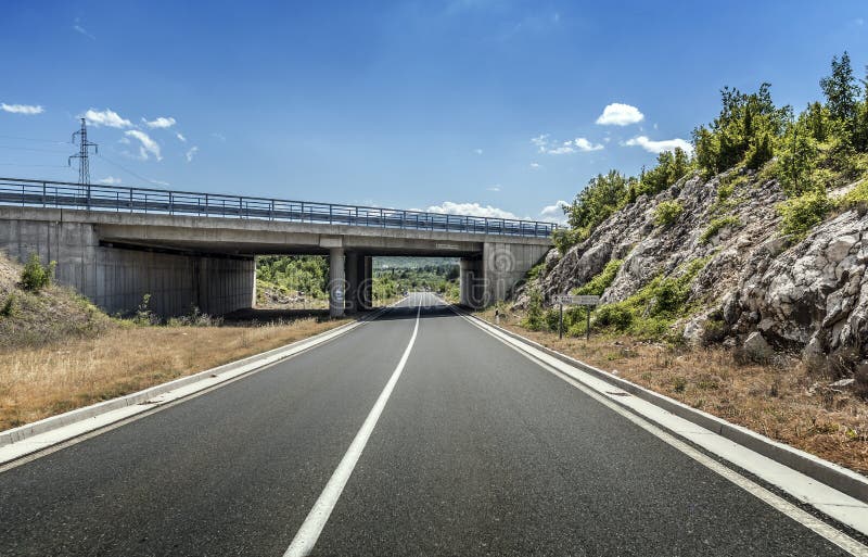 Bridge over a highway. stock image. Image of landscape - 104239819