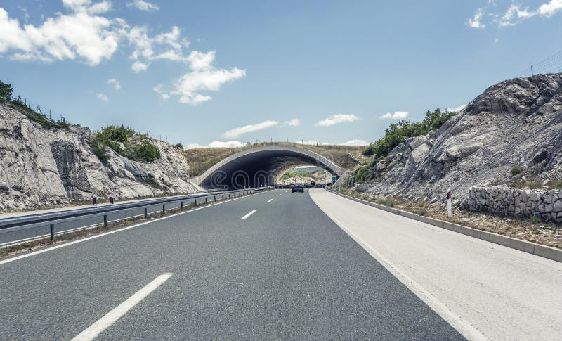 Bridge over a highway. stock image. Image of overpass - 98318811
