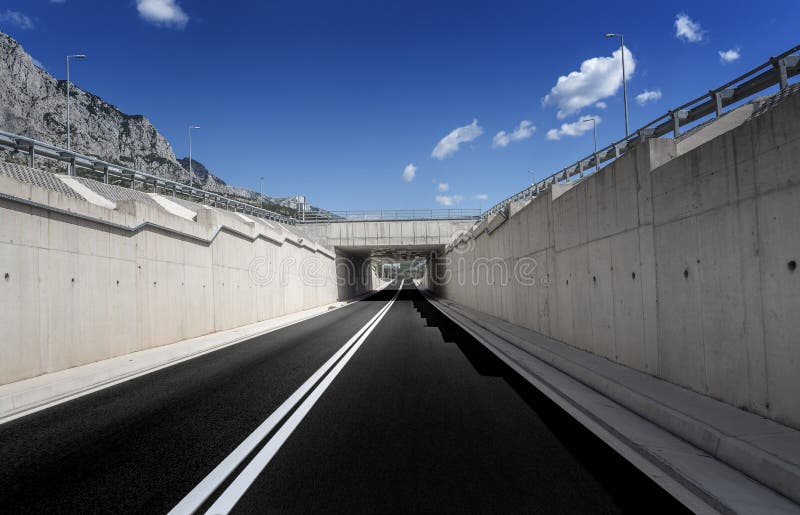 Bridge over a highway. stock image. Image of overpass - 108658421