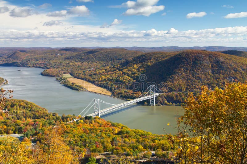 Bridge Over the Hudson River Valley in Fall Stock Image - Image of ...