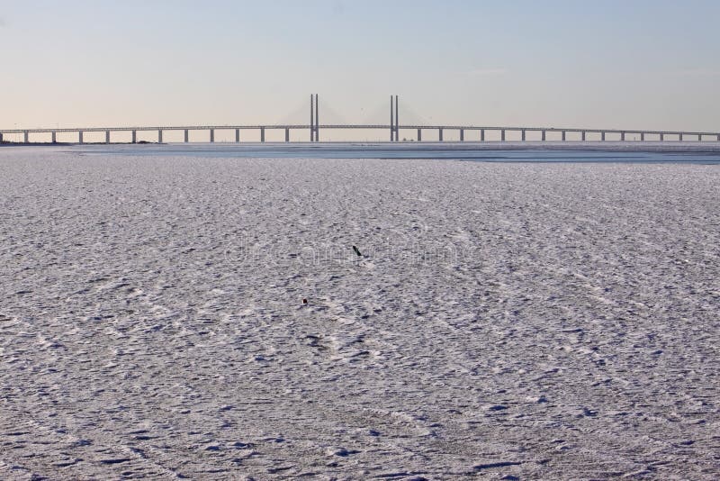 Bridge over icy water stock photo. Image of arctic, denmark - 18226032