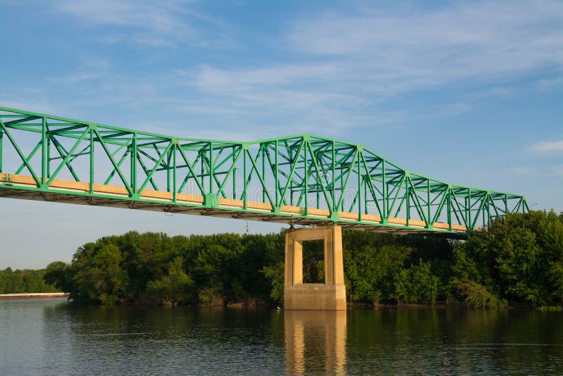 Bridge Over the Illinois River Stock Photo - Image of pillar, river ...