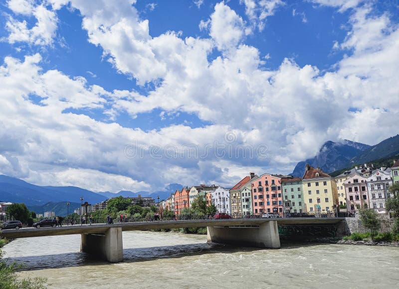 The Bridge Over the Inn River Stock Photo - Image of water, coast ...