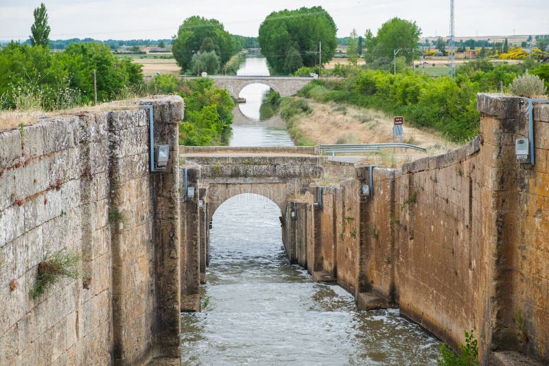 Irrigation Canal and Bridge Stock Image - Image of agriculture ...