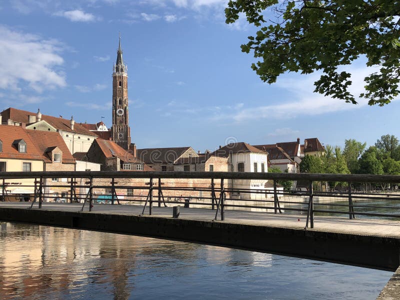 Isar river in Landshut stock photo. Image of nature - 186302506