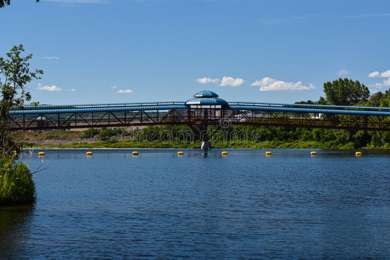 Bridge Over a Large River in Quebec, Canada Stock Photo - Image of ...
