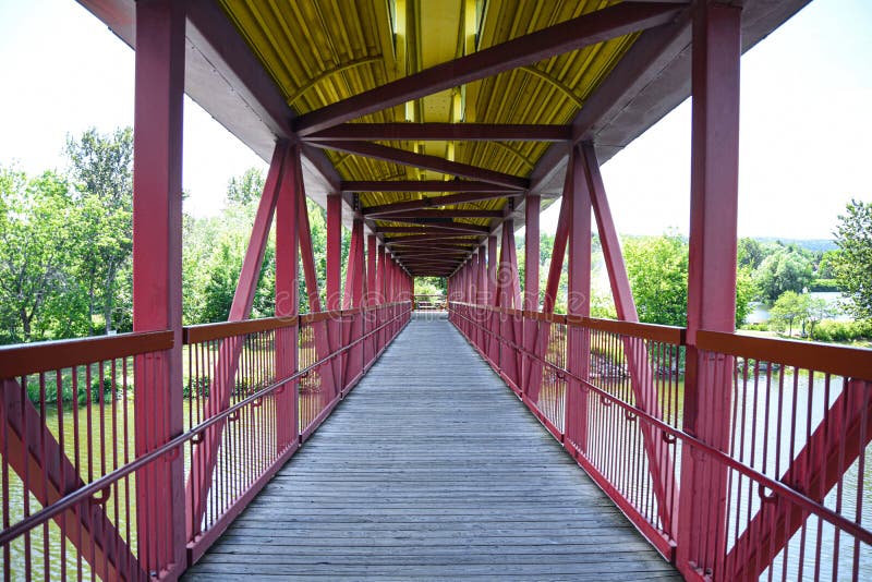 Bridge Over a Large River in Quebec, Canada Stock Image - Image of ...