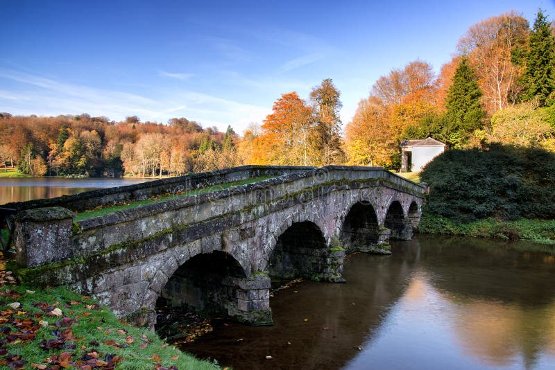 Bridge Over Main Lake in Stourhead Gardens during Autumn. Stock Image ...