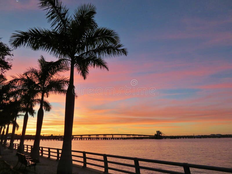 A Spectacular Sunset on the Bay Stock Image - Image of clouds, colors ...
