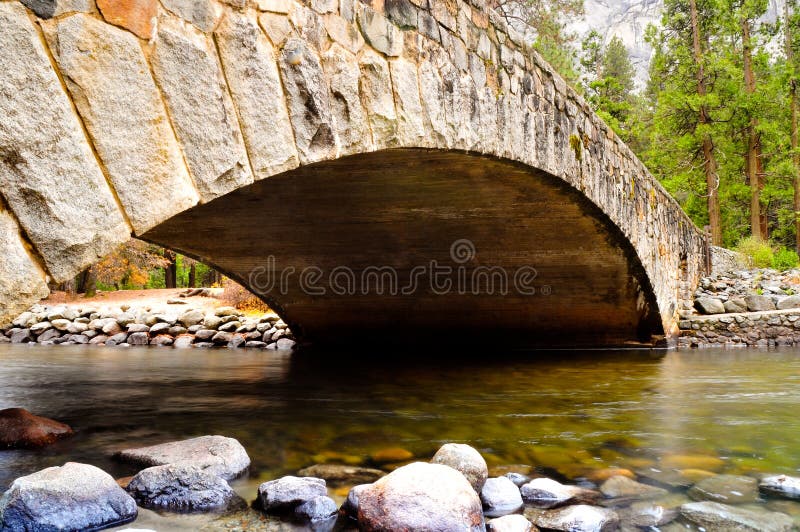 Bridge Over the Merced River Stock Photo - Image of outdoor, bridge ...