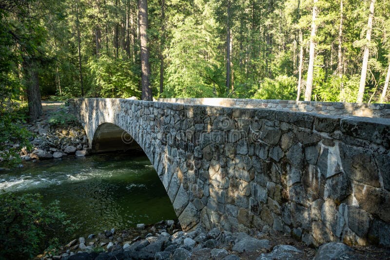 Bridge Over Merced River in Yosemite Valley Stock Image - Image of ...
