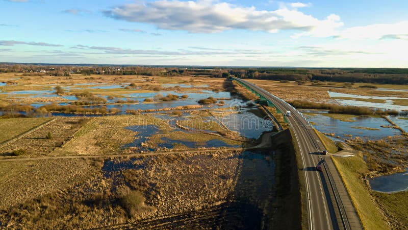 Bridge Over the Narew Backwater. Stock Image - Image of meadow, nature ...