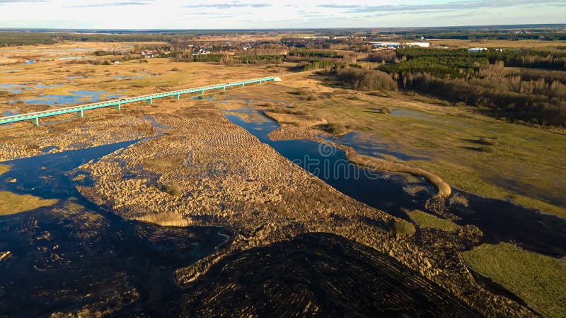Bridge Over the Narew Backwater. Stock Image - Image of backwater ...