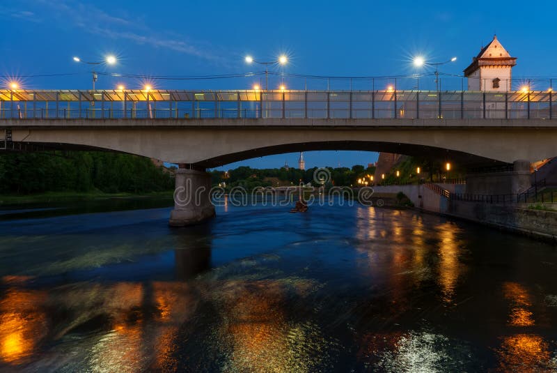 Bridge Over the Narva River Stock Photo - Image of fortress, estonia ...