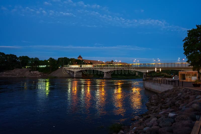 Bridge Over the Narva River Stock Photo - Image of august, dusk: 236898508