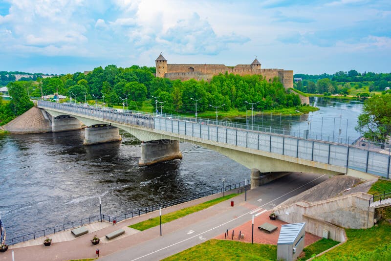 Bridge Over Narva River between Russia and Estonia Stock Photo - Image ...