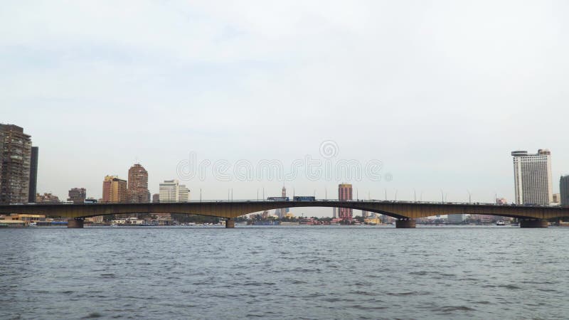 A Bridge Over the Nile River in Cairo. View from a Floating Boat Stock ...