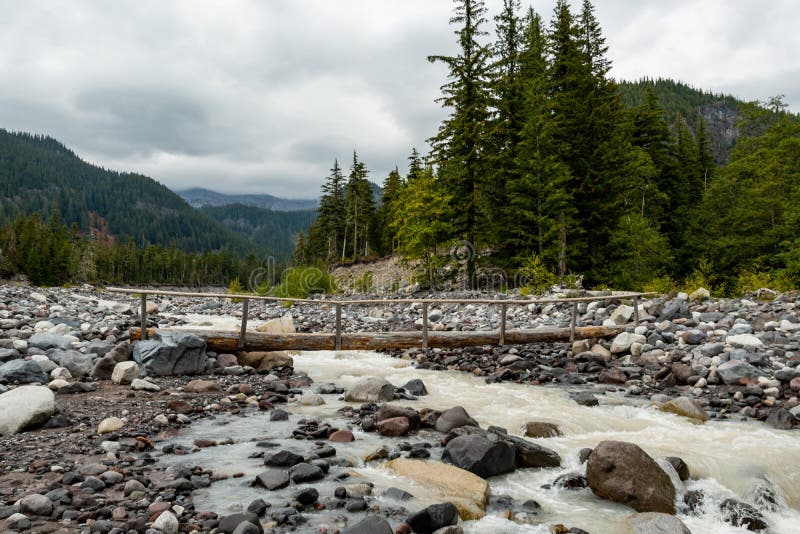 Nisqually River Flowing Strong at Mount Rainier National Park Stock ...
