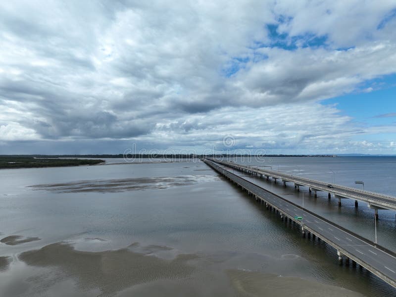 Bridge Over the Ocean on a Cloudy Day Stock Image - Image of travel ...