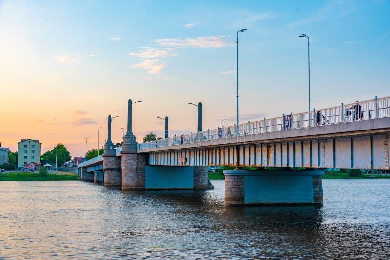 Bridge Over Parnu River in Estonia Stock Image - Image of bridge, river ...