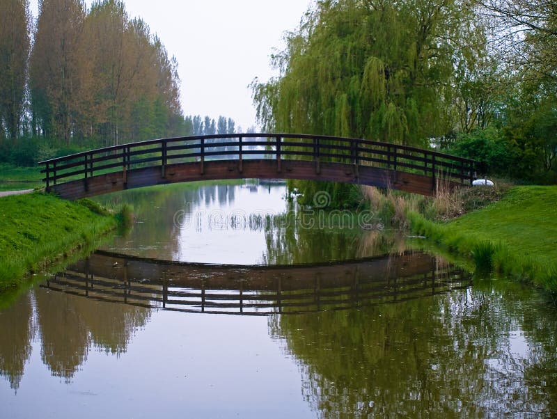 Bridge over pond stock image. Image of lawn, water, forest - 27138901