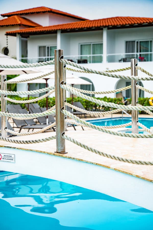 Bridge over the pool stock photo. Image of center, ladder - 242346666