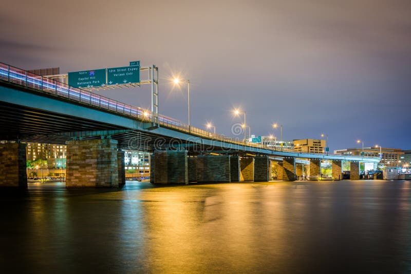 Bridge Over the Potomac River at Night, in Washington, DC. Stock Photo ...