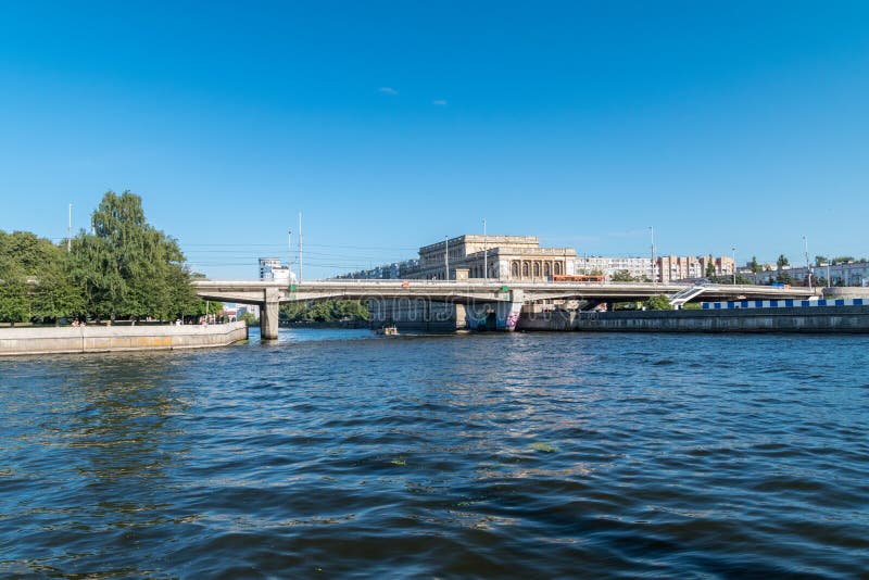 Bridge Over the Pregolya River Editorial Stock Image - Image of town ...