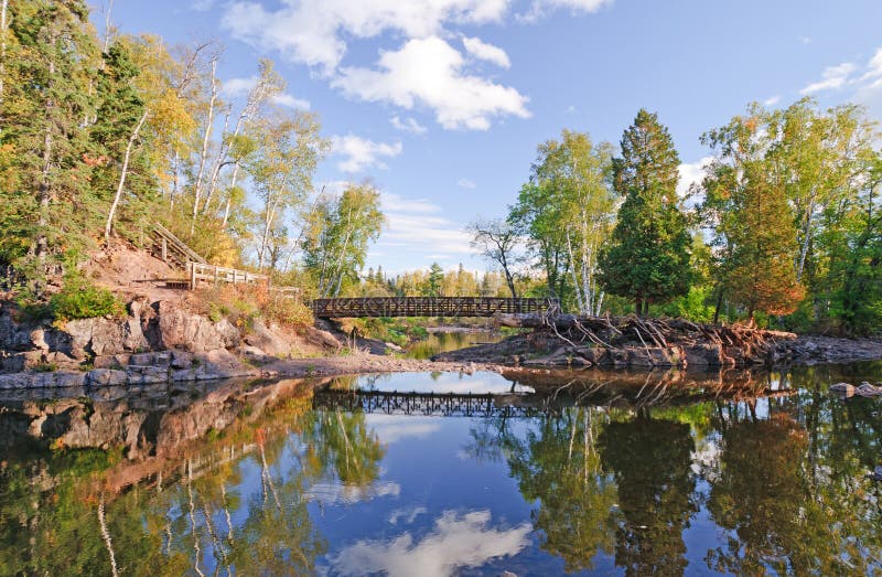 Bridge Over a Quiet Stream in Fall Stock Image - Image of fall ...