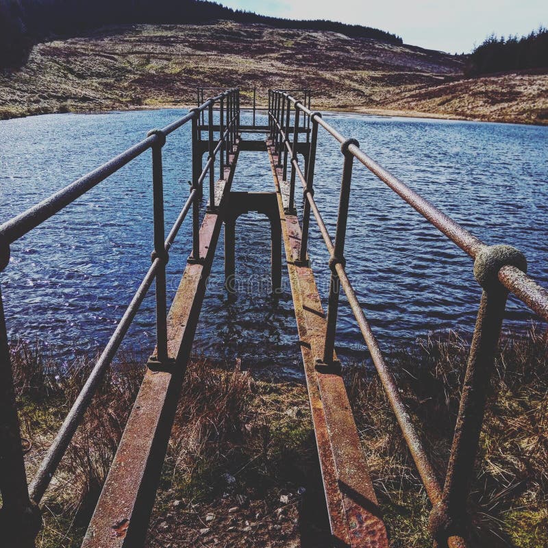 Bridge over reservoir stock photo. Image of track, tower - 215770322