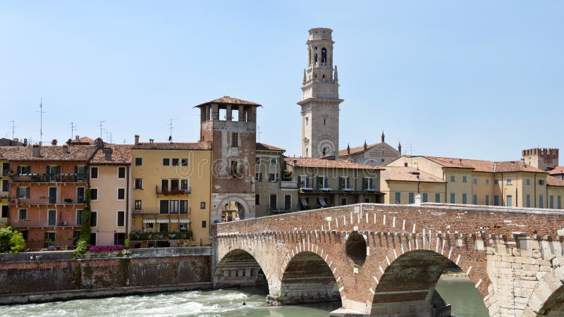 Bridge Over the River Adige Stock Image - Image of region, italy: 26126819