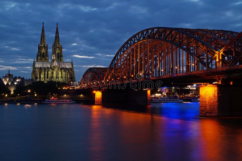 Bridge Over River and Cologne Cathedral in the Background in the ...