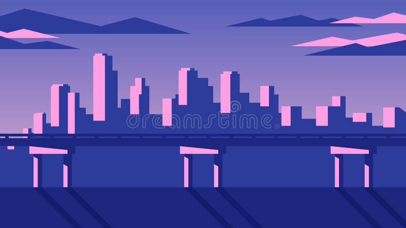 Bridge Over the River on Geometric City Background Stock Vector ...