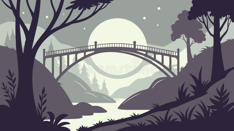 Bridge Over River Landscape, Scenic View Vector Design Generative AI ...