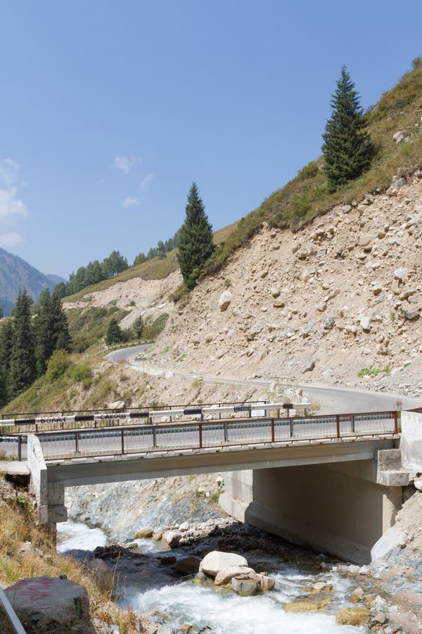 Bridge Over the River in the Mountains Editorial Stock Photo - Image of ...