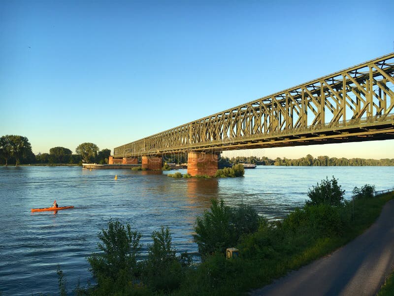 Bridge On The Rhine River, In Mainz, Germany Stock Photo - Image of ...