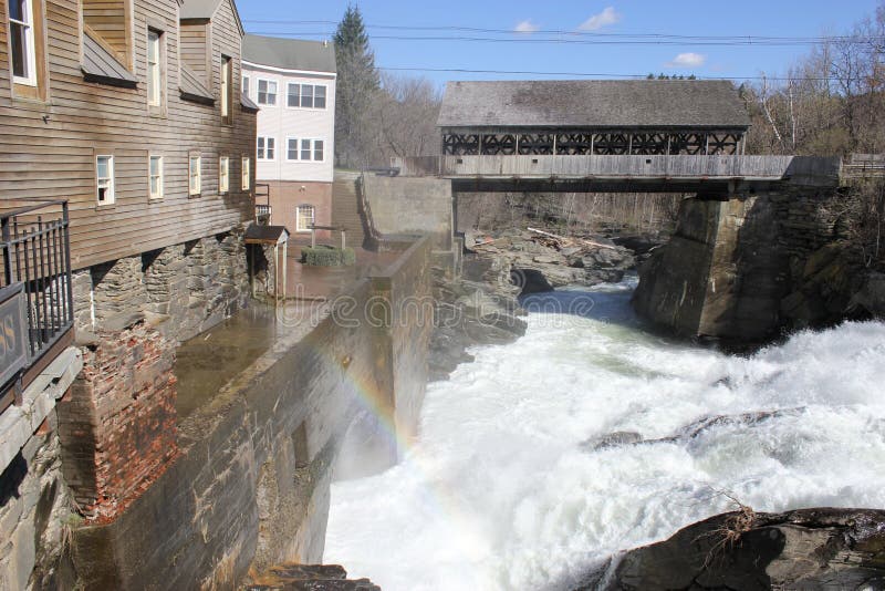 Old bridge over waterfall stock image. Image of residential - 33020689