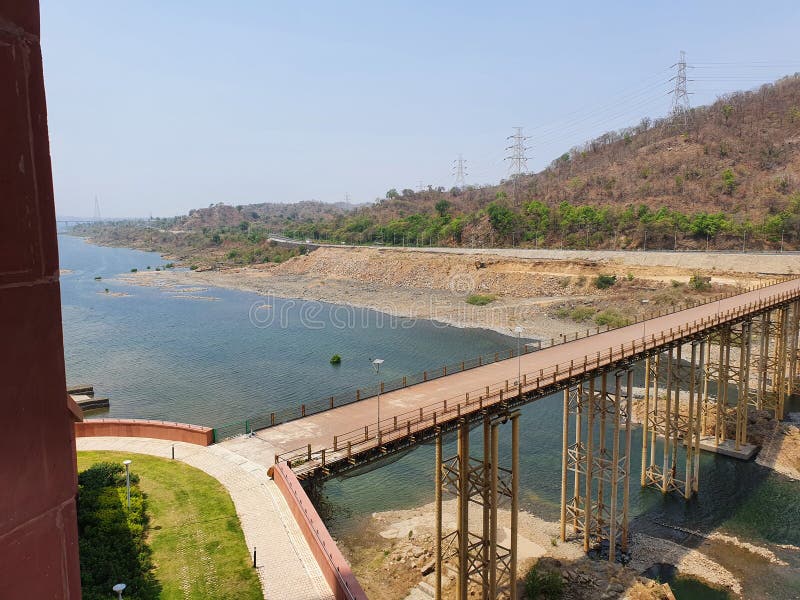Bridge Over River in Statue of Unity Stock Image - Image of ...