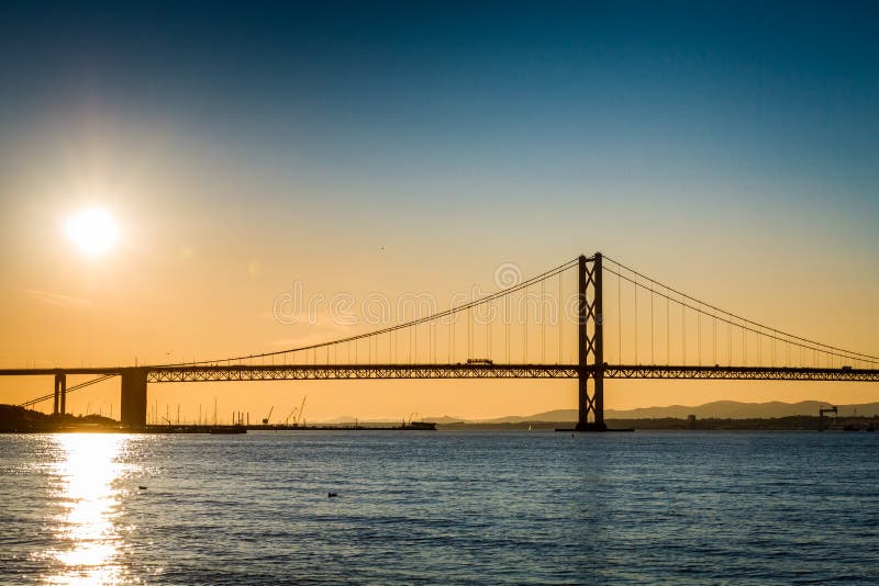 Bridge Over River at Sunset in Scotland Stock Image - Image of steel ...