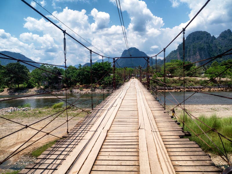 A Bridge Over the River in Vang Vieng, Laos Stock Image - Image of ...