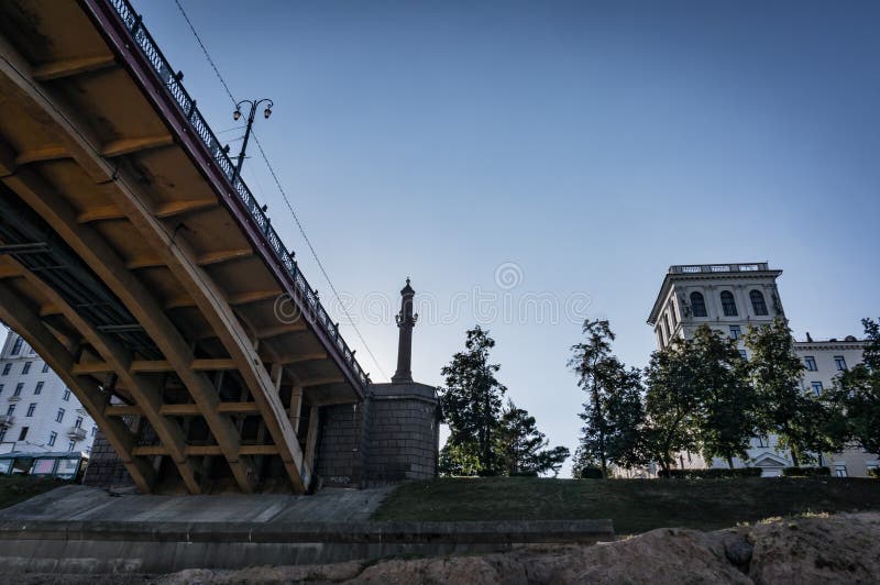 Bridge Over the River View from Below Stock Photo - Image of background ...