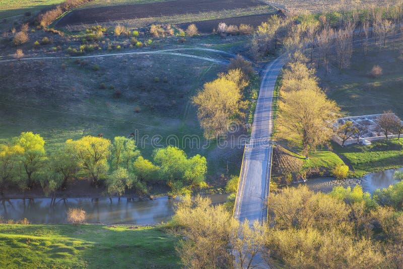 Bridge Over the River in the Village Stock Photo - Image of spring ...